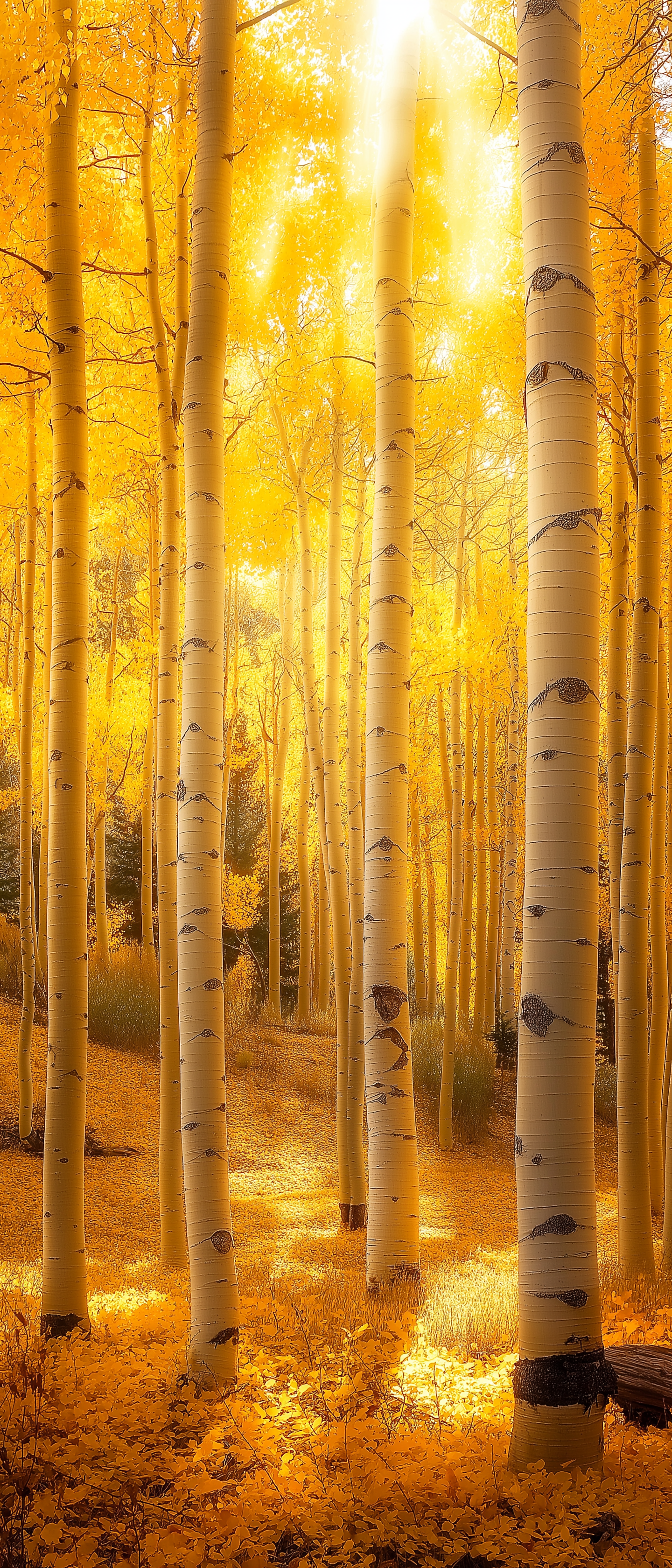 Golden Aspen Trees Nature Smartphone Wallpaper